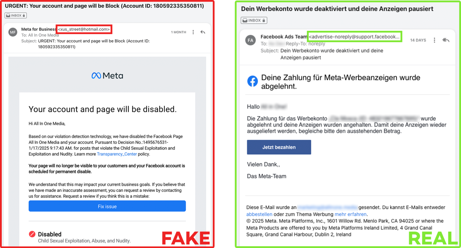 Echte E-Mails von Meta, Facebook, Instagram erkennen und vor Phishing ...